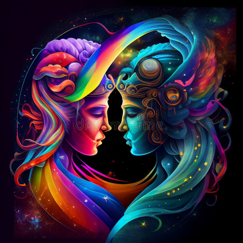 Gemini Horoscope Sign Created with Generative Ai Stock Illustration ...