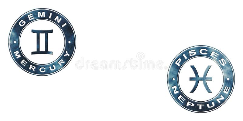 Gemini and Pisces Compatibility Stock Illustration - Illustration of ...