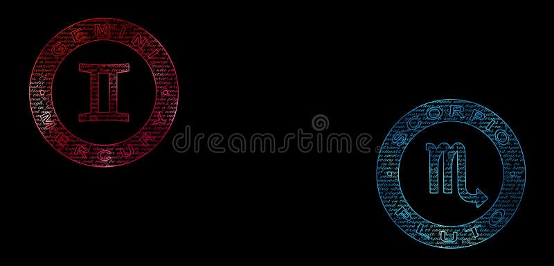 Gemini and Scorpio Compatibility Stock Illustration - Illustration of ...