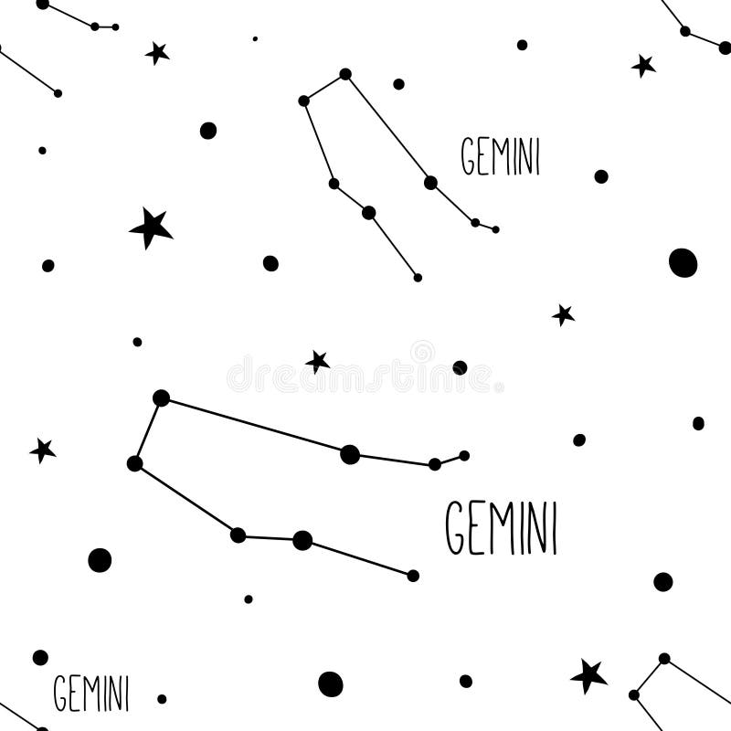 Gemini. Seamless Pattern with Zodiac Sign Stock Vector - Illustration ...