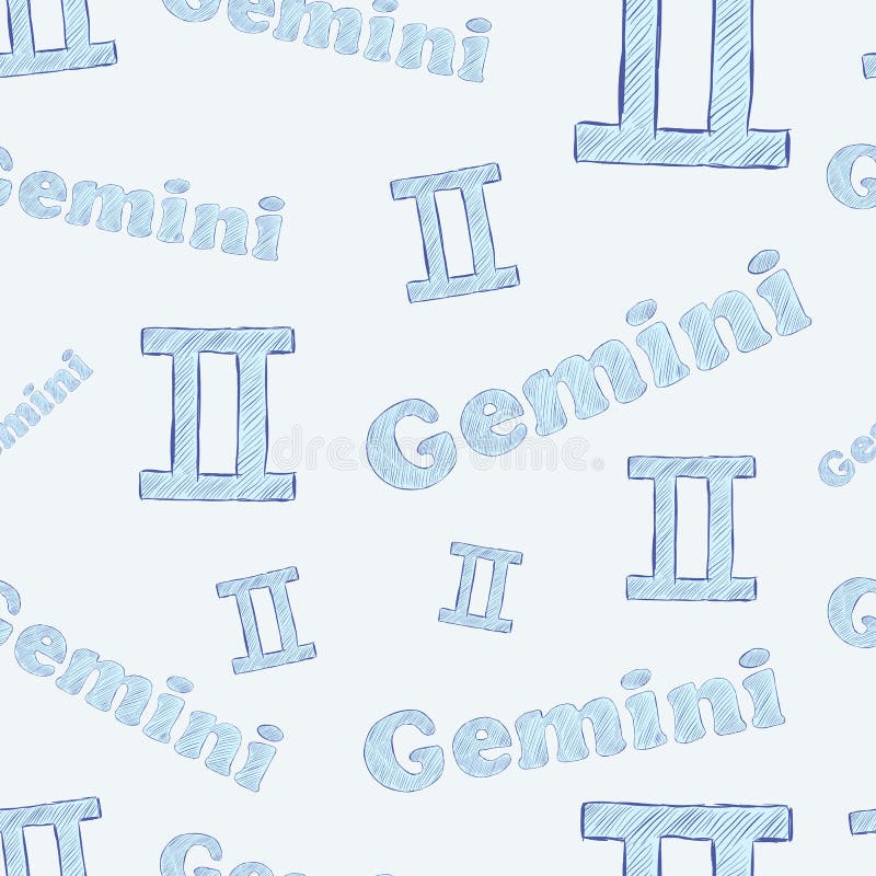 Gemini. Seamless Pattern with Zodiac Sign Stock Vector - Illustration ...