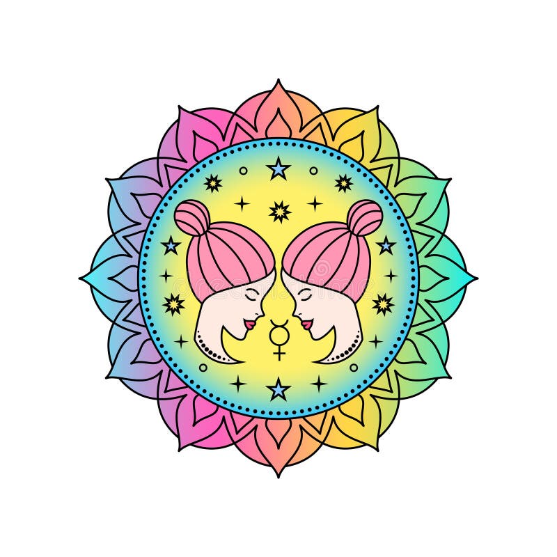 Gemini Sign in Color Palette Ilustração do Vetor - Ilustração de mulher ...