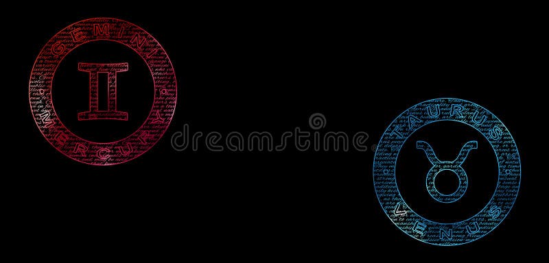 Gemini and Taurus Compatibility Stock Illustration - Illustration of ...