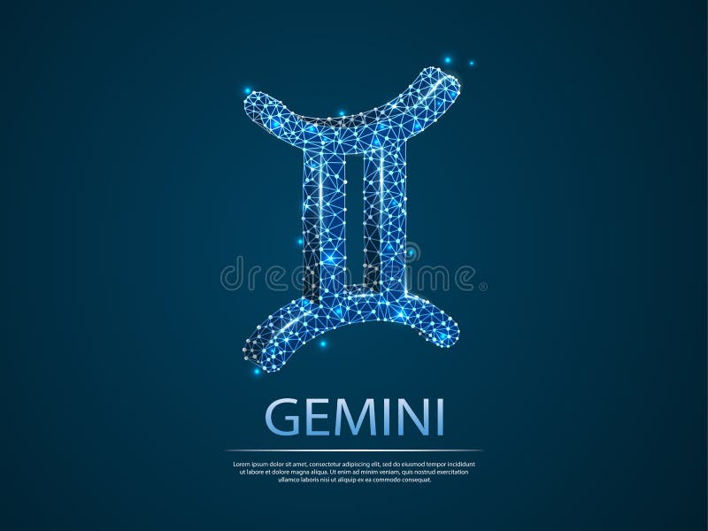 Gemini Zodiac 3D Low Poly Abstract Illustration Vector Digit Wireframe ...