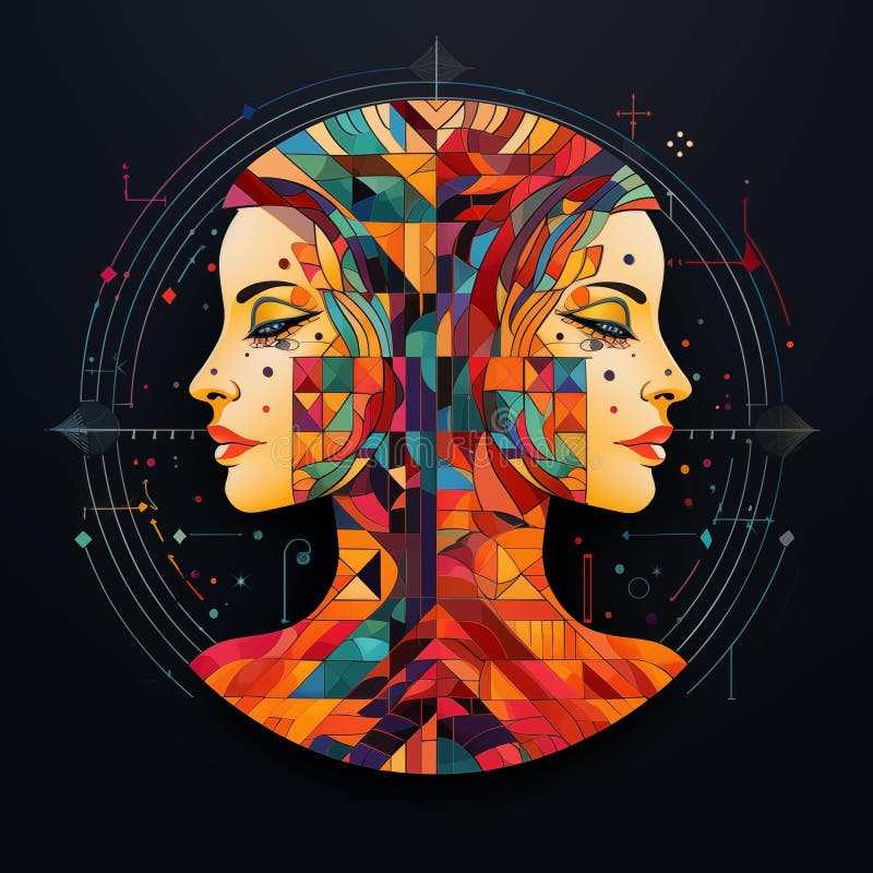 Gemini Zodiac Sign Digital Design Stock Illustration - Illustration of ...