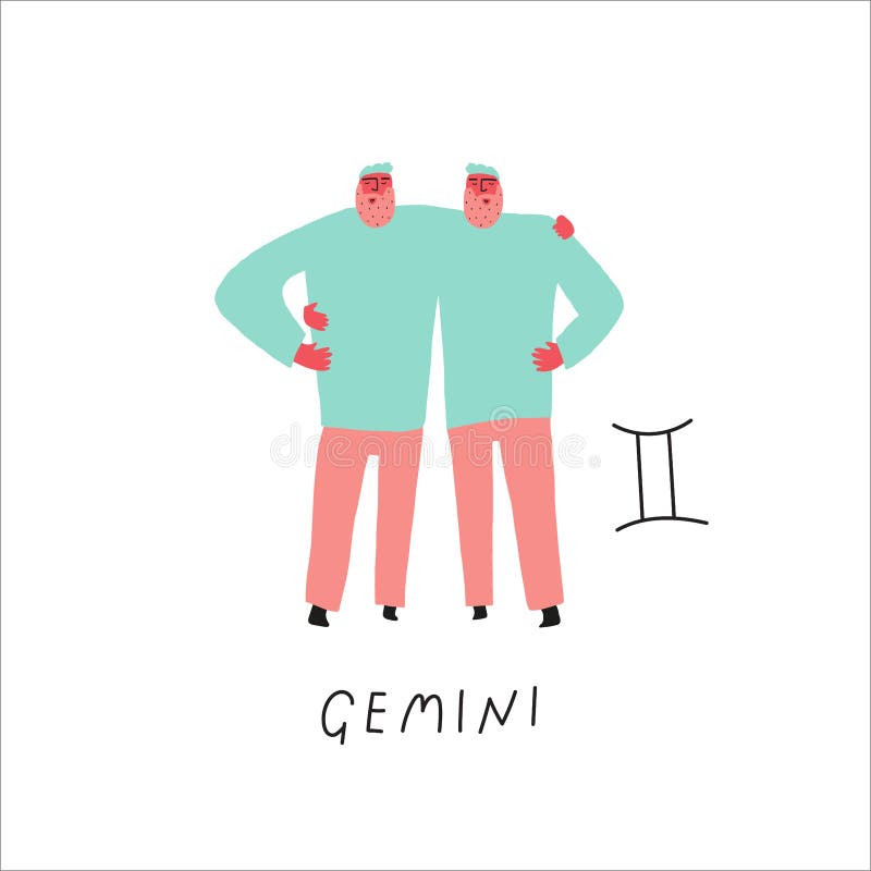 Gemini Zodiac Sign Icon. Vector Twins Men Stock Vector - Illustration ...