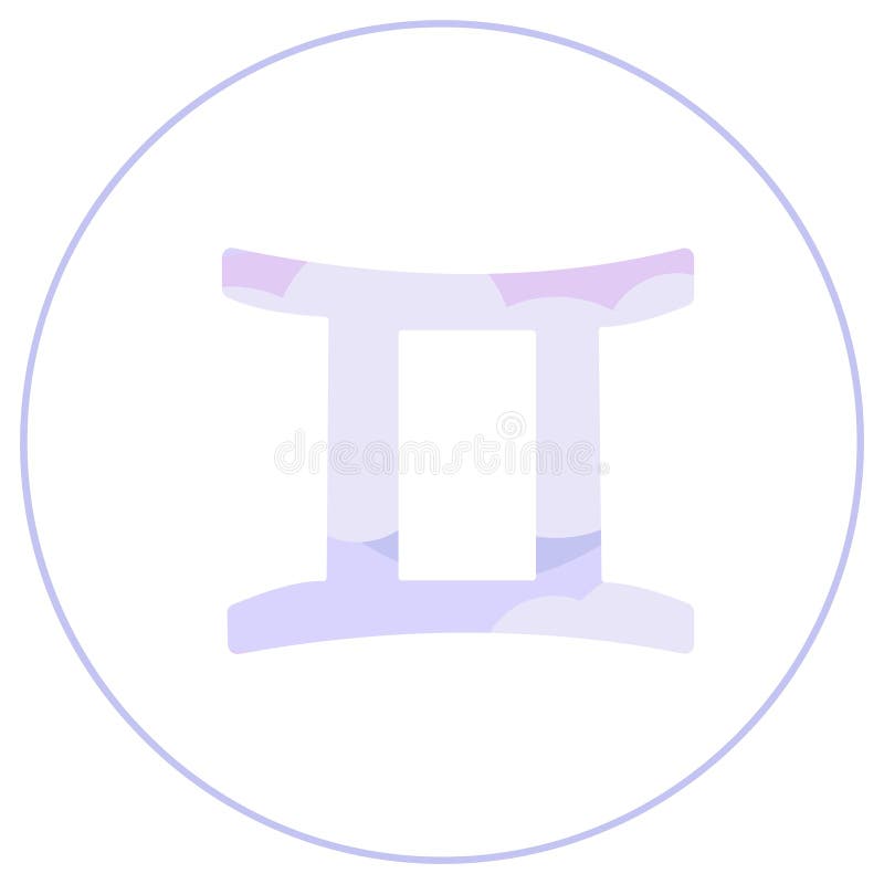 Gemini Zodiac Sign, Linear Icon of Horoscope Symbol in Round Frame in ...