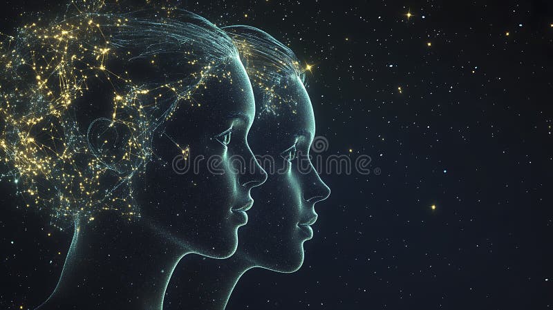 Gemini Zodiac Sign with Stars on Black Cosmic Background Stock Image ...