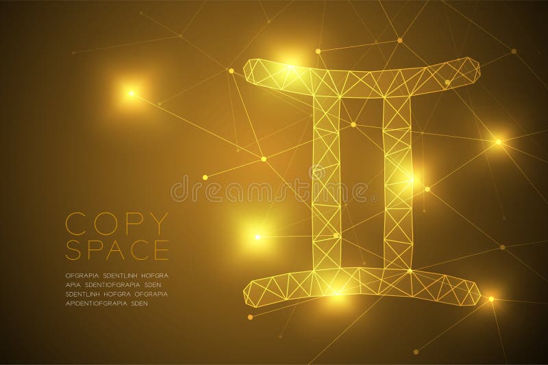 Gemini Zodiac Sign Wireframe Polygon Frame Structure, Fortune Te Stock ...