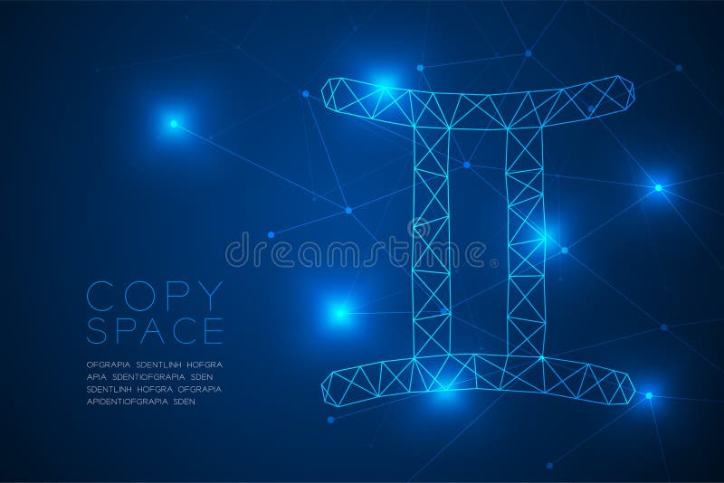 Gemini Zodiac Sign Wireframe Polygon Frame Structure, Fortune Teller ...