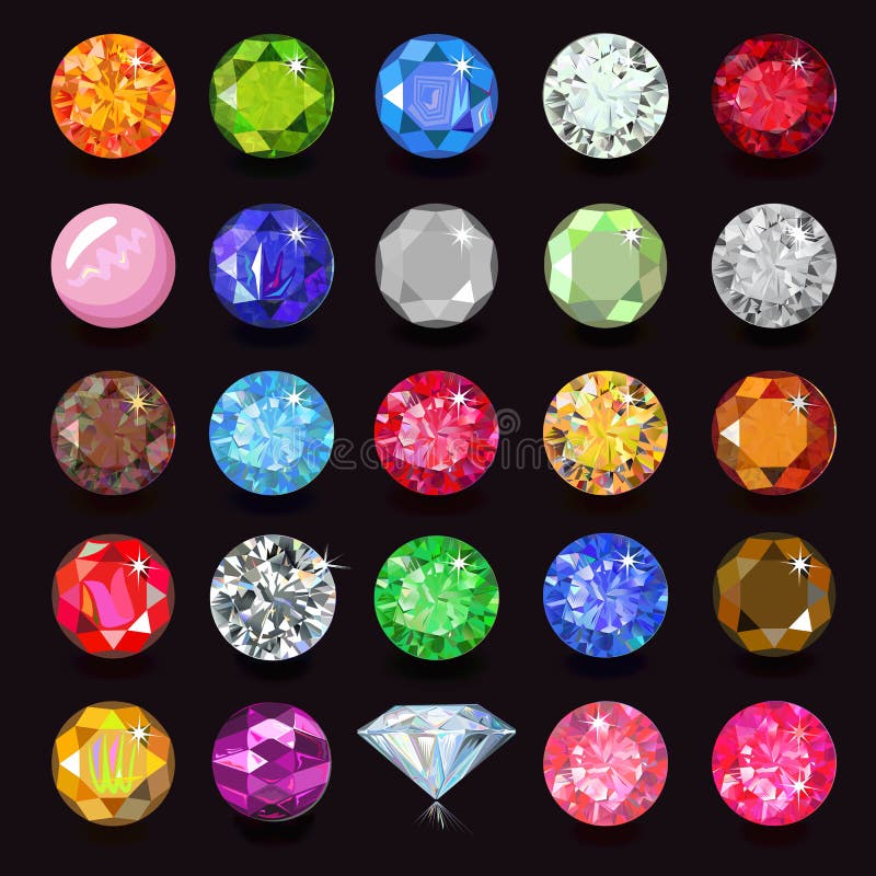Gemmes colorées réglées illustration de vecteur. Illustration du ...