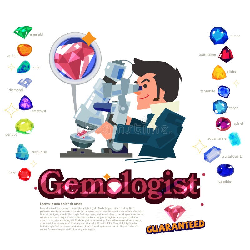 Gemologist with Type of Jewelry Stone - Vector Stock Vector ...