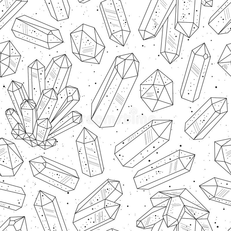 Gems, Crystals Black and White Pattern Vector Stock Vector ...