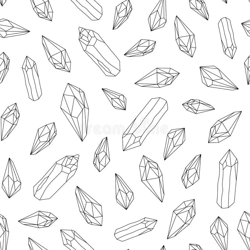 Gems, Crystals Black and White Pattern Vector Stock Vector ...