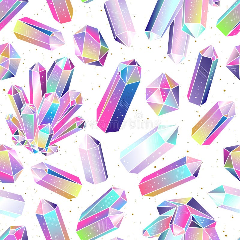Gems, Crystals Seamless Pattern Vector Stock Vector - Illustration of ...