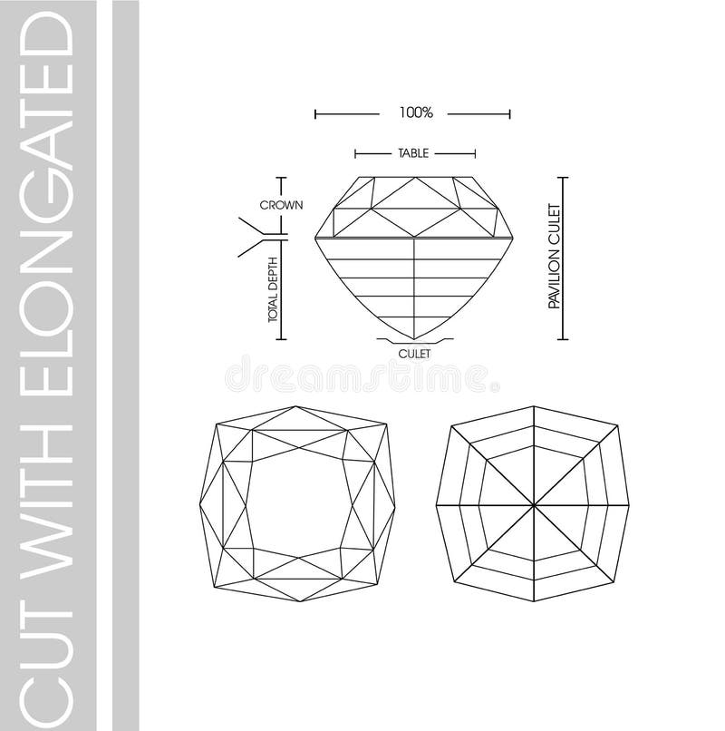 Gems cut with elongated stock illustration. Illustration of sketch ...