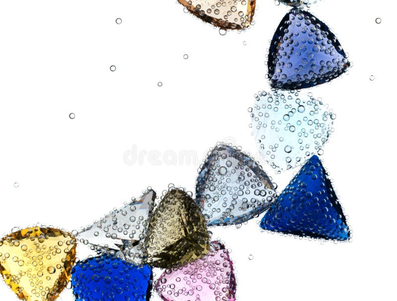 Gems Falling in Pure Water. Stock Image - Image of blue, isolated: 18915803