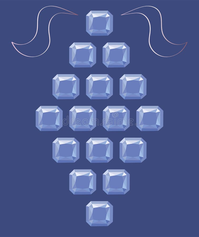 Gems in the Shape of a Square Blue Collected in a Diamond Stock Vector ...