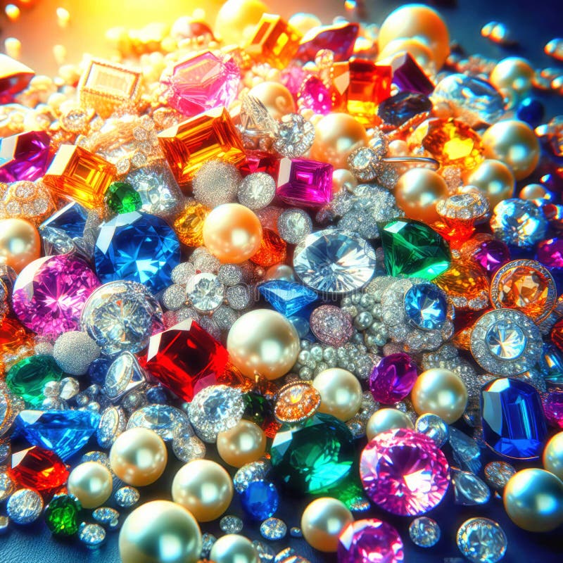 Gems in a small pile stock illustration. Illustration of color - 302379145