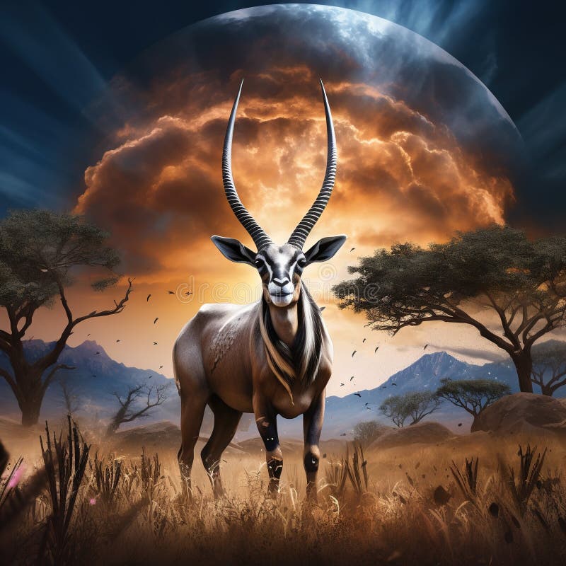 Gemsbok antelope stock illustration. Illustration of gemsbok - 293698475