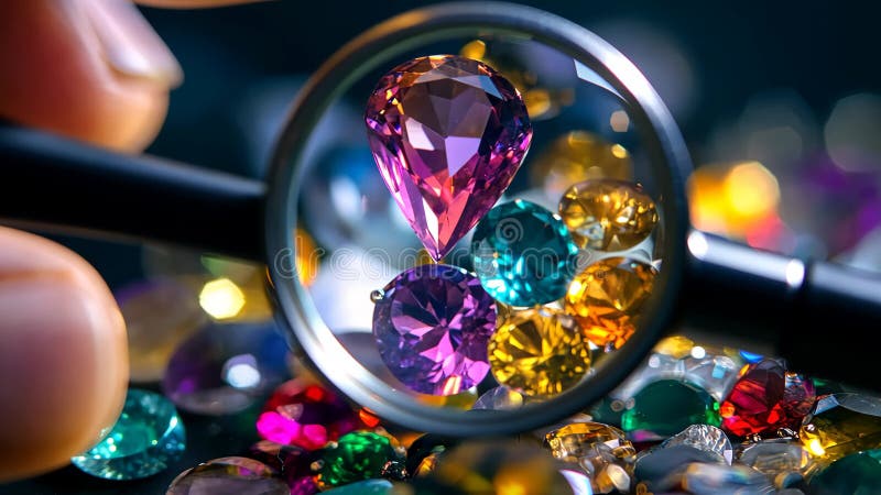 Gemstone Appraisal: a Jeweler Examining a Gemstone Under a Magnifying ...