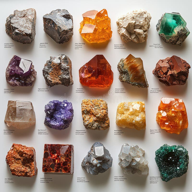 Gemstone Chart with Labeled Stones for Educational Purpose Stock ...