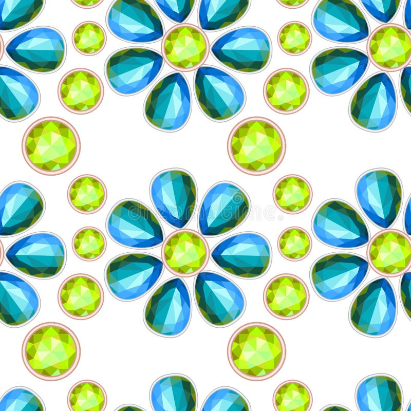 Gemstone Floral Seamless Pattern Stock Vector - Illustration of large ...