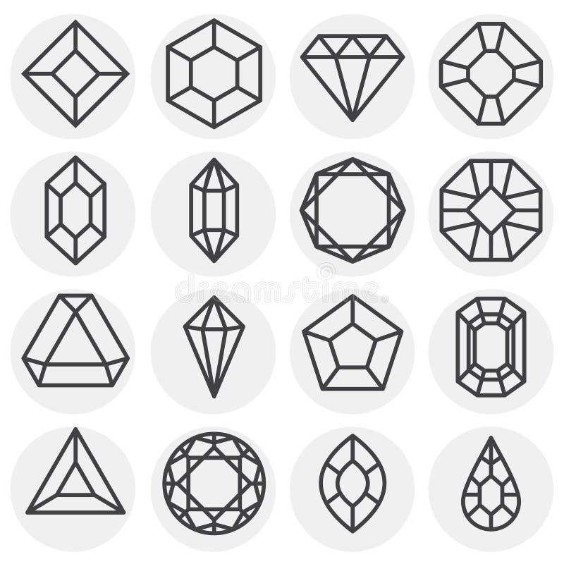 Gemstone Icons Set on Background for Graphic and Web Design. Simple ...