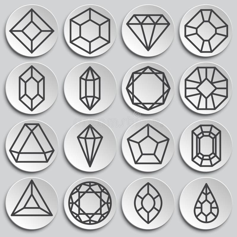 Gemstone Icons Set on Background for Graphic and Web Design. Simple ...