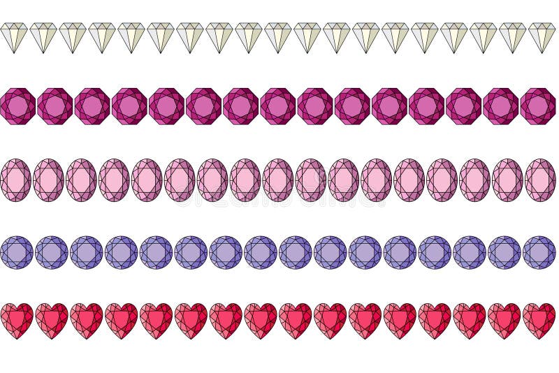 Gemstone Vector Border Patterns Stock Vector - Illustration of heart ...