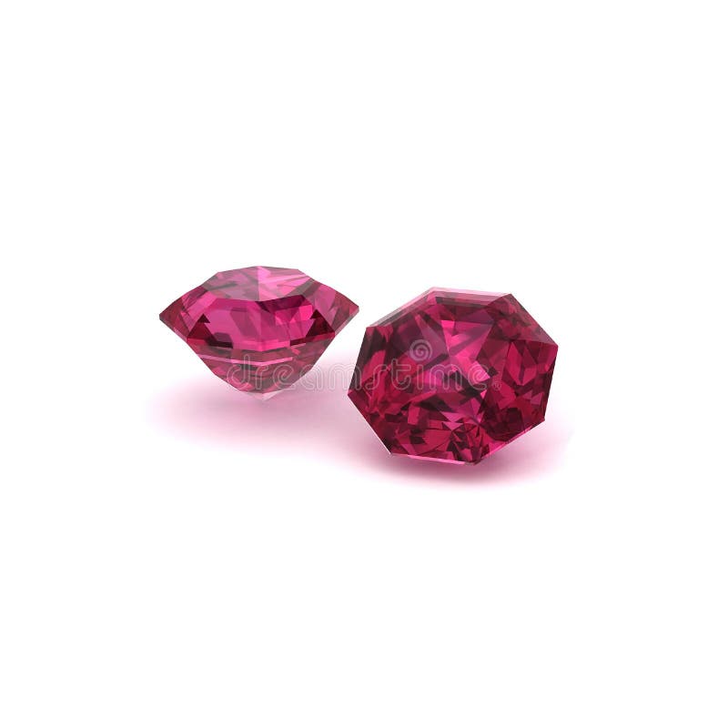 Octagon Shape Sapphire Pink Cuts Isolated on White Background.3d ...