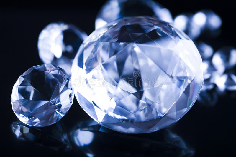 Shiny Blue Diamond on a Black Background Stock Photo - Image of ...