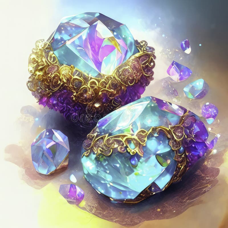 Gemstones on a Blue Background. 3d Rendering, 3d Illustration Stock ...