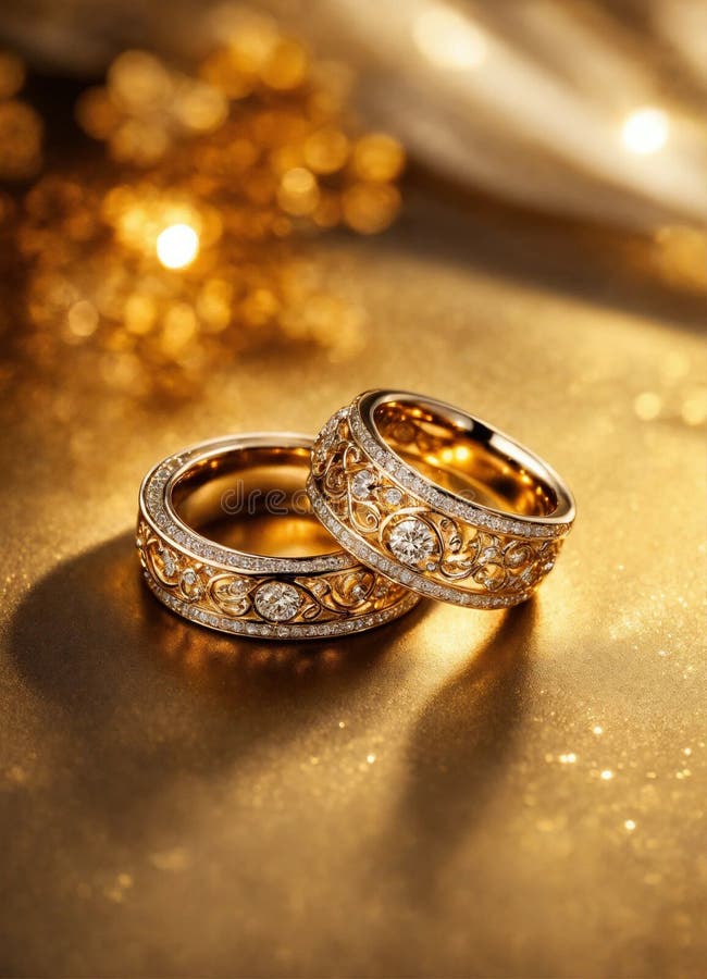 Gemstones Gold Wedding Rings. Selective Focus Stock Illustration ...