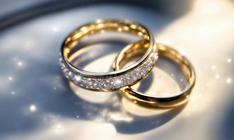 Gemstones Gold Wedding Rings. Selective Focus Stock Illustration ...