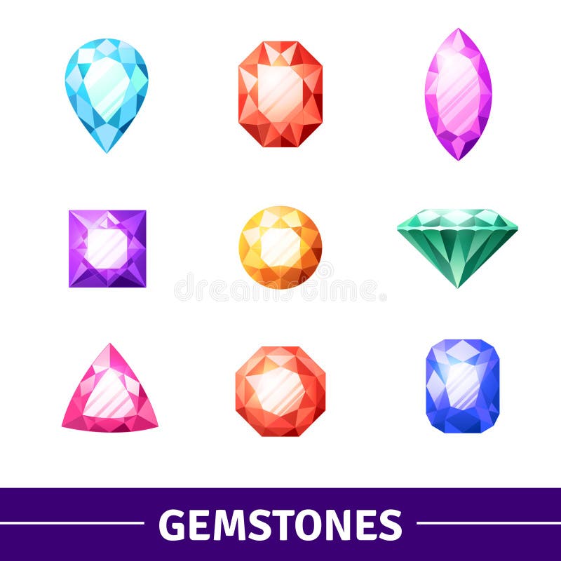 Gemstones Icons Set stock vector. Illustration of sapphire - 209619953