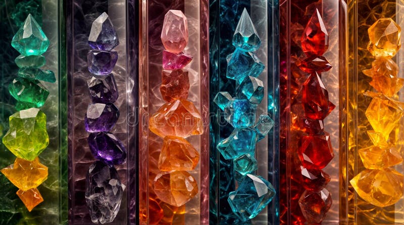 Gemstones Arranged in Vertical Row. Stock Illustration - Illustration ...