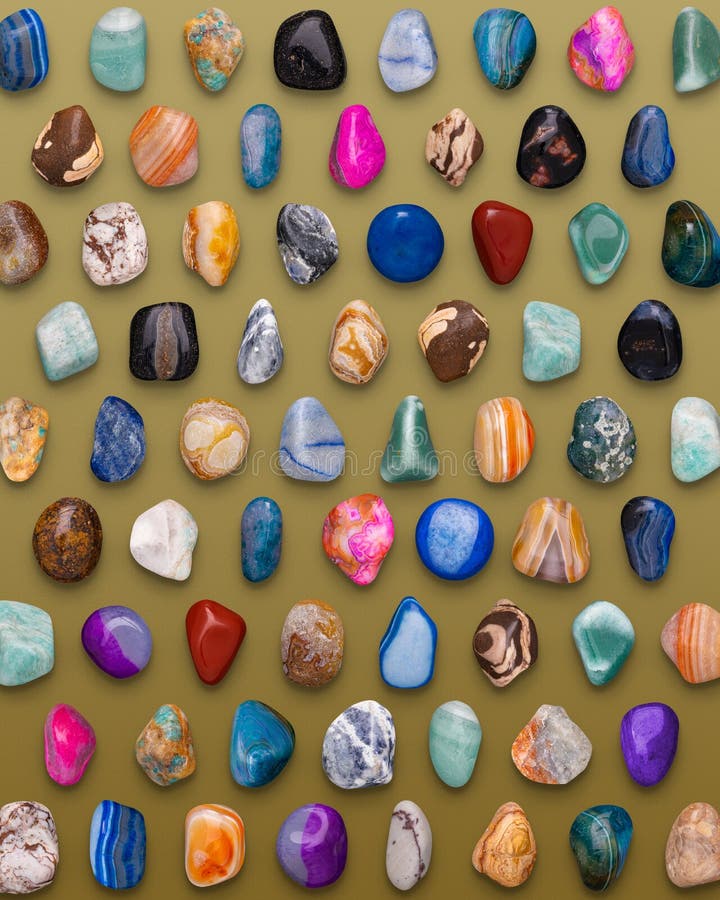 Gemstones Variety Pattern 3D Illustration Render Ready for Design Stock ...