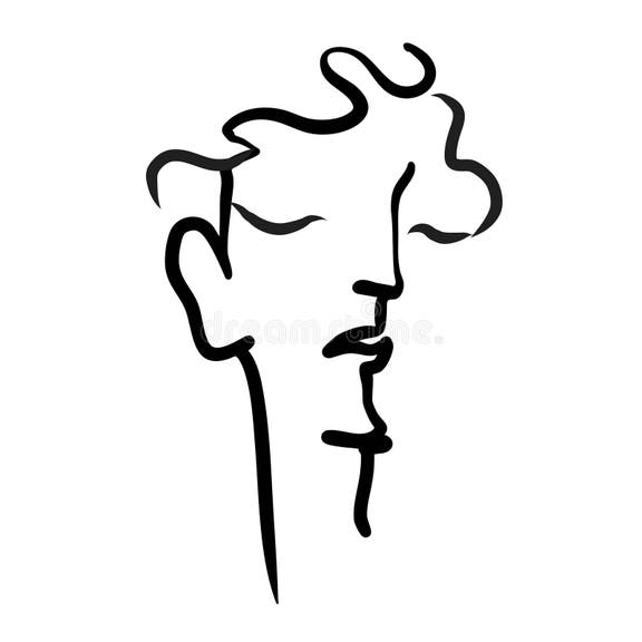 Single Line Male Character Face Black and Color Stock Vector ...