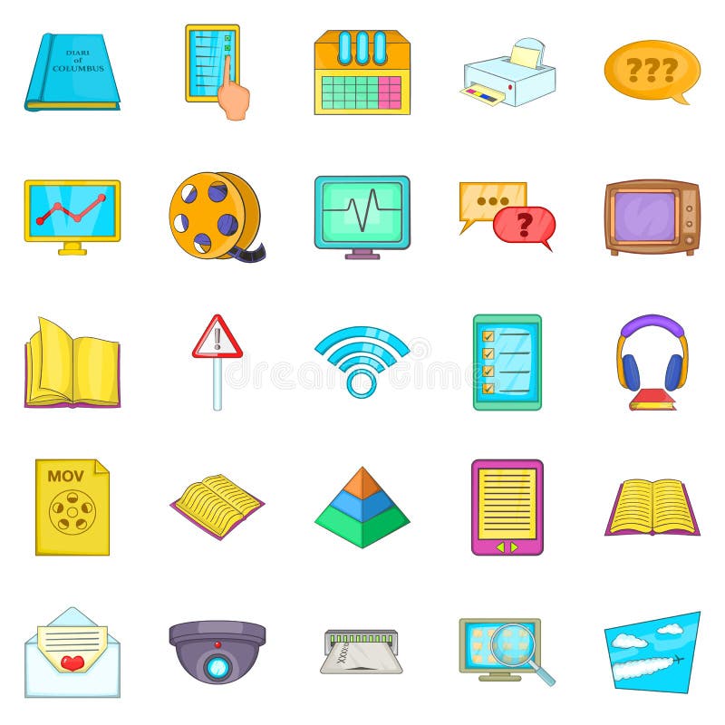 Gen Icons Set, Cartoon Style Stock Vector - Illustration of desk ...