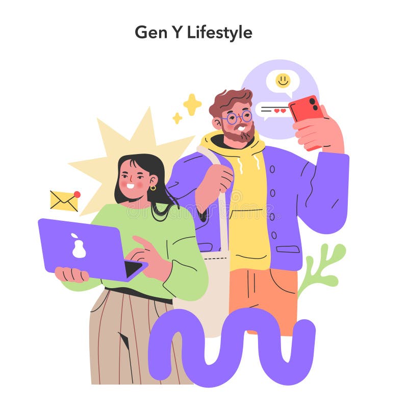 Gen Y Lifestyle Concept. Vector Stock Vector - Illustration of fresh ...