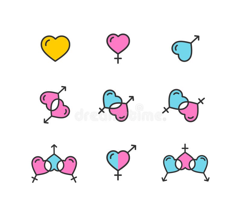 Gender Color Icon Set. Shape Heart Stock Vector - Illustration of group ...