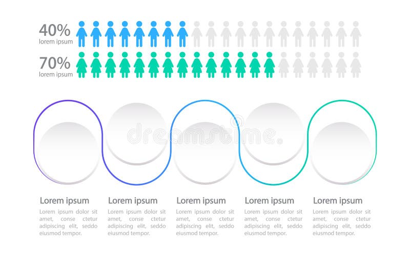 Gender Differences Percentages Infographic Chart Design Template Set ...