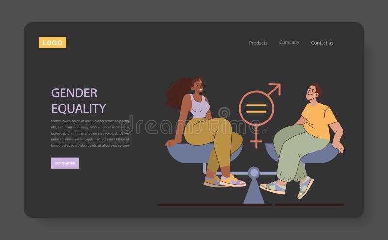 Gender Equality in Education Concept. Flat Vector Illustration Stock ...