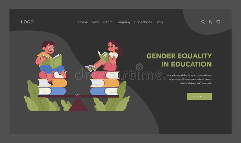 Gender Equality in Education Concept. Flat Vector Illustration Stock ...