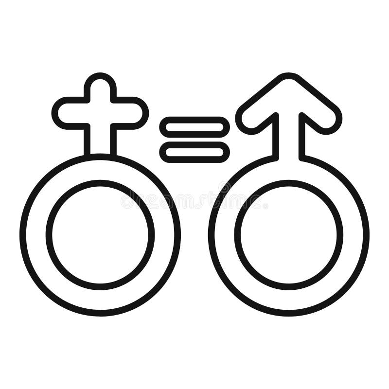 Gender Equality Icon Outline Vector. Couple Poster Support Stock Vector ...