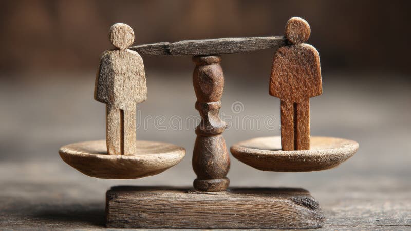 Gender Equality Represented by Balanced Icons on a Scale, Emphasizing ...