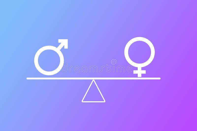 Gender Equality on the Scales Stock Illustration - Illustration of blue ...