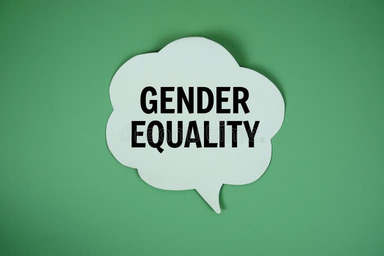 Gender Equality Text with Speech Bubble Top View on Green Background ...