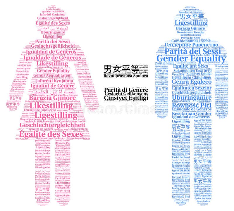 Gender Equality Word Cloud in Different Languages Stock Illustration ...